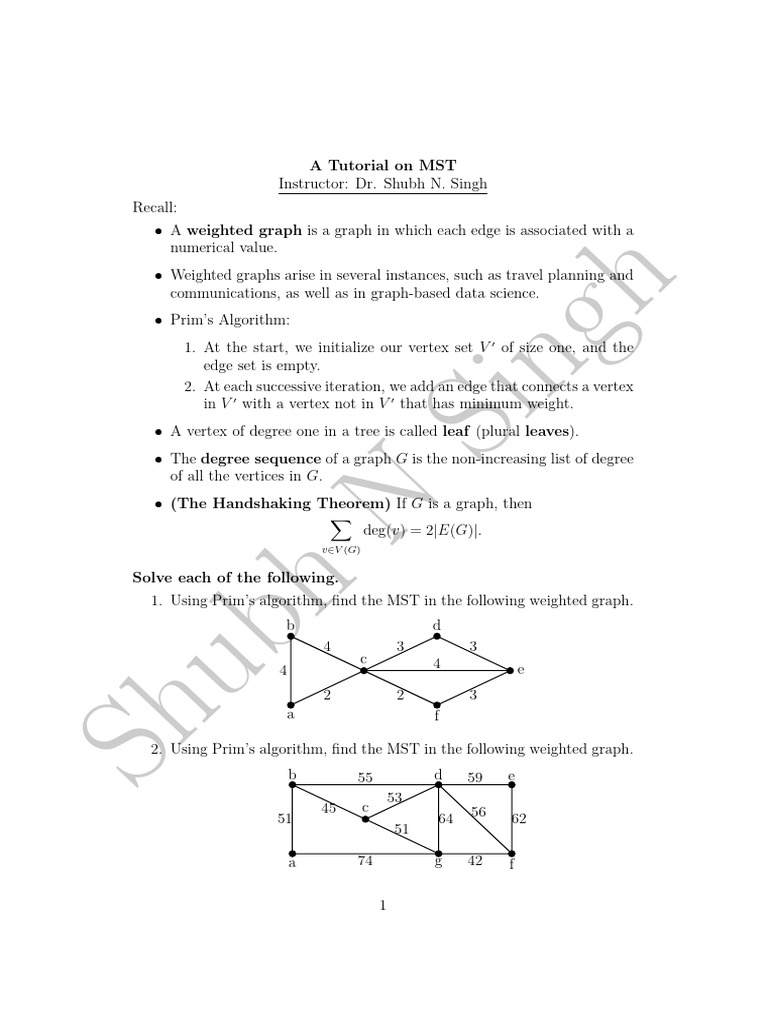 Tutorial MST | Download Free PDF | Discrete Mathematics | Computational Problems