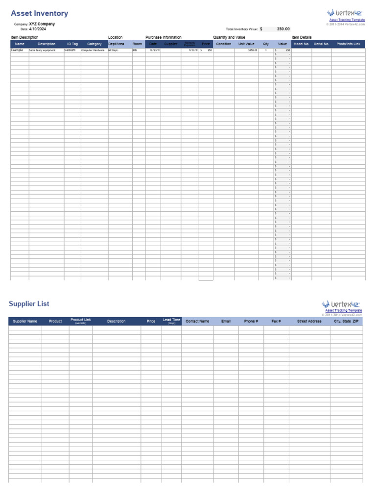 Asset Inventory Tracking Template | PDF | Computing