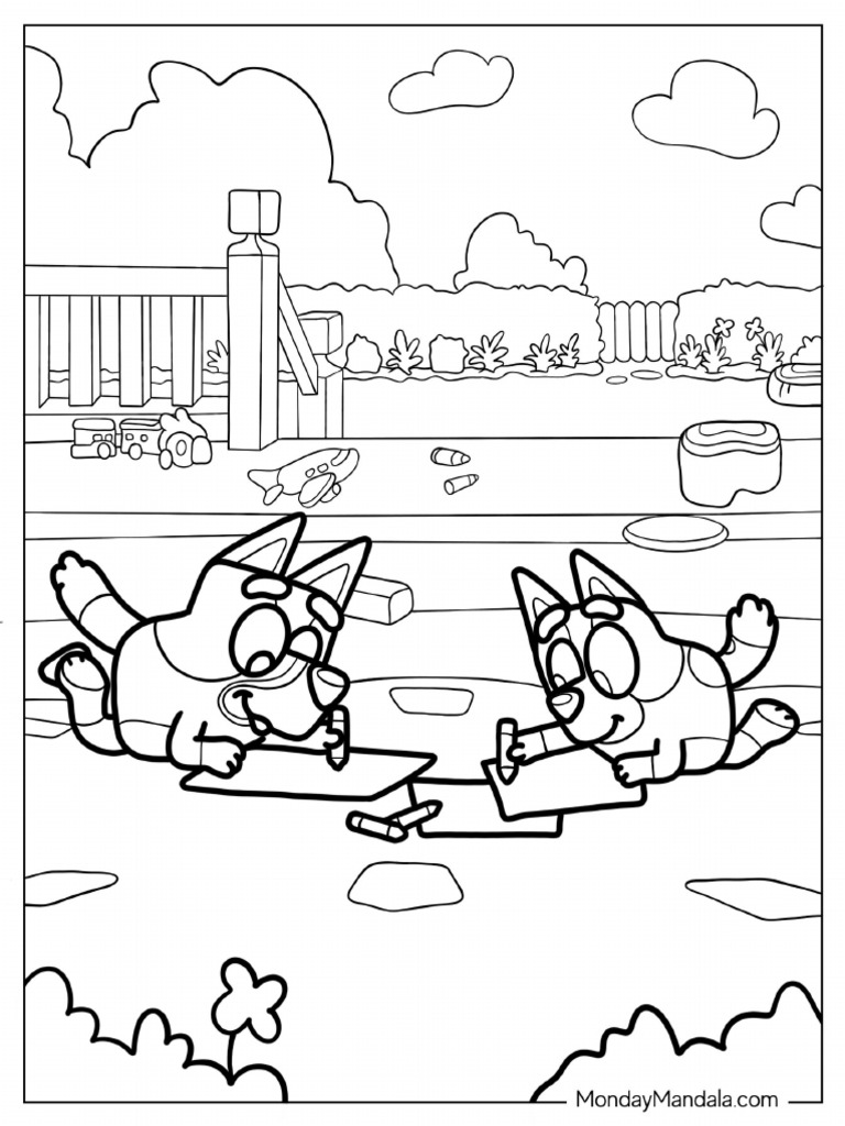 Bluey and Bingo Coloring With Crayons | PDF