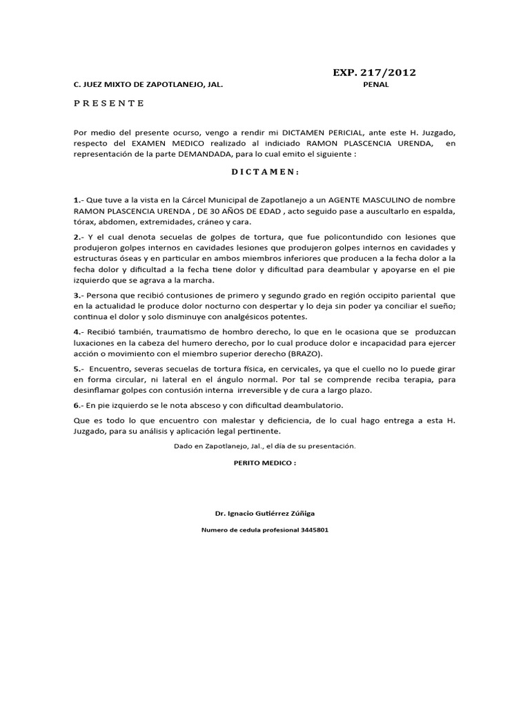 Dictamen Medico | PDF