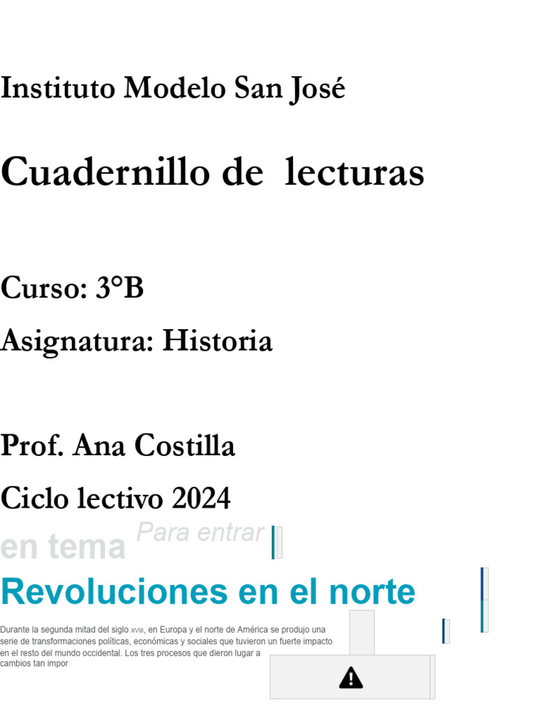 Modelo - Historia 3B - Cuadernillo de Lecturas - 2024 | PDF | Revolución industrial | Napoleón