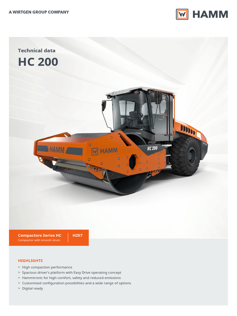 HC 200 Compactor Technical Specs | PDF | Truck | Horsepower