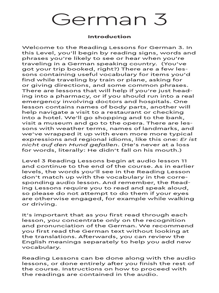 German Level 3 Intro | PDF