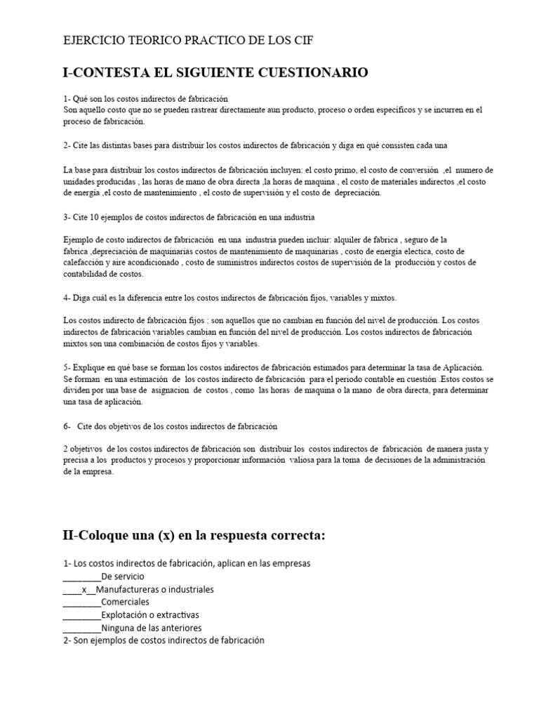 Ejercicio Teorico Practico de Los Cif Noemi Lorenzo | PDF | Costo ...