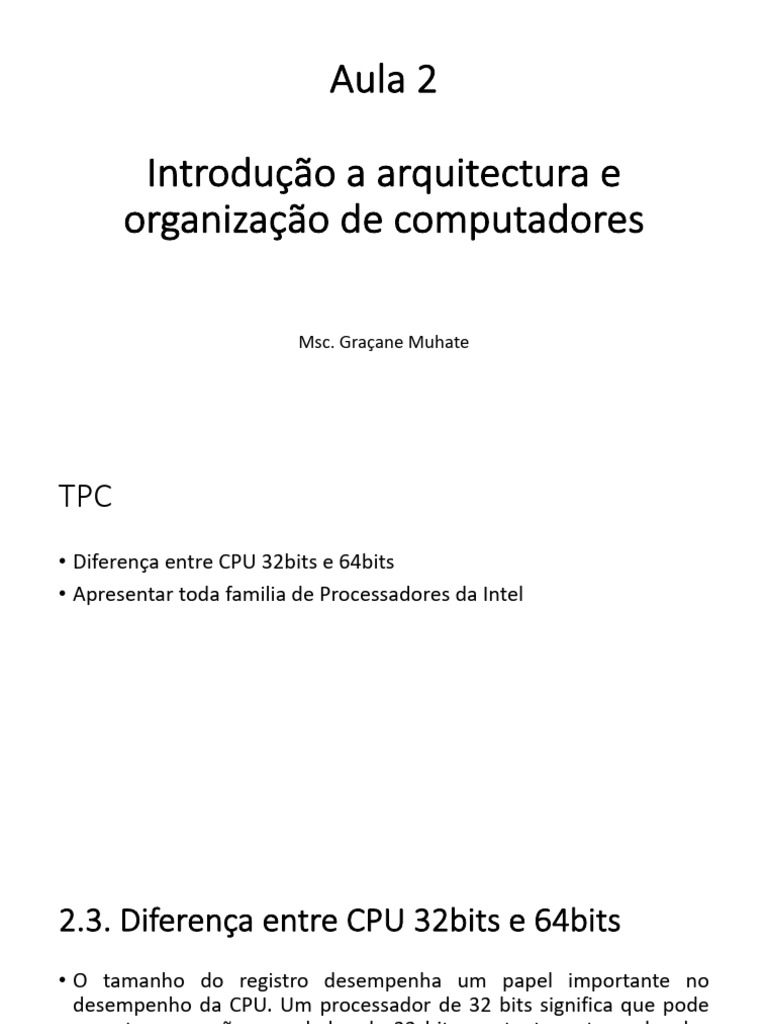 Aula 2 - Introducao a arquitectura e organizacao de computadores | PDF ... Aula 2 - Introducao a arquitectura e organizacao de computadores | PDF ...
