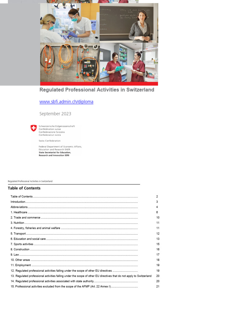 Liste Regl Berufe D | PDF | Switzerland | European Union