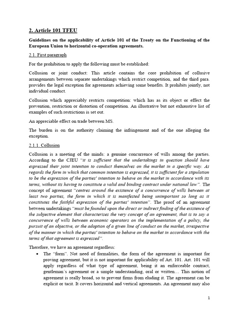 Article 101 TFEU | PDF | Market (Economics) | Marketing