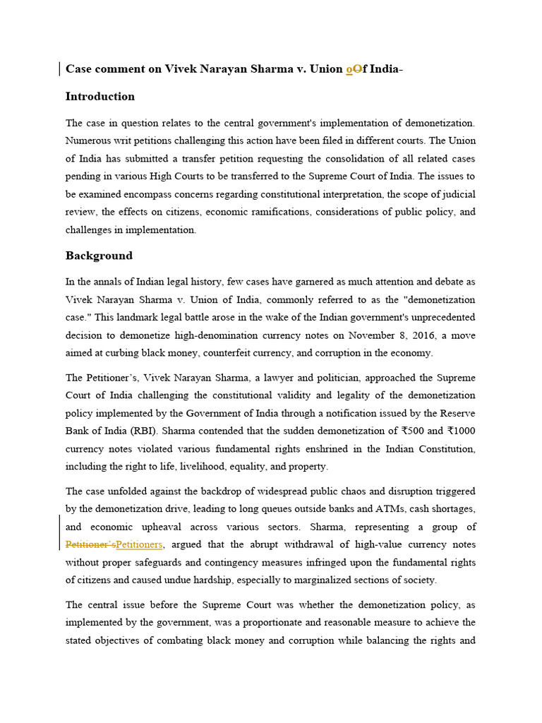 Case Comment On Vivek Narayan Sharma | PDF | Indian Black Money ...