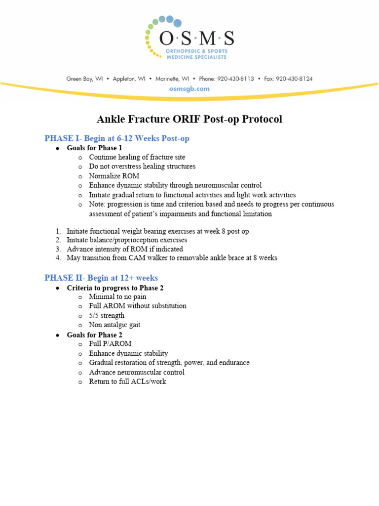 Ankle Fracture ORIF Rehab Guide | PDF | Technology & Engineering