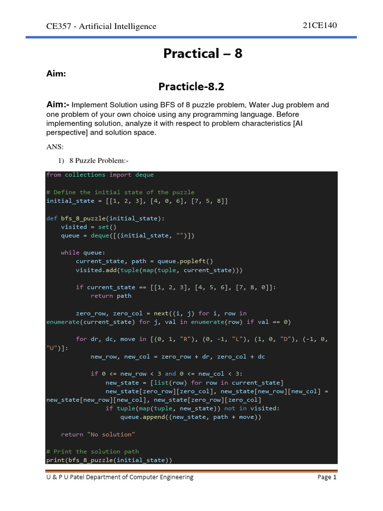 Practical - 8 | Download Free PDF | Theoretical Computer Science | Algorithms And Data Structures