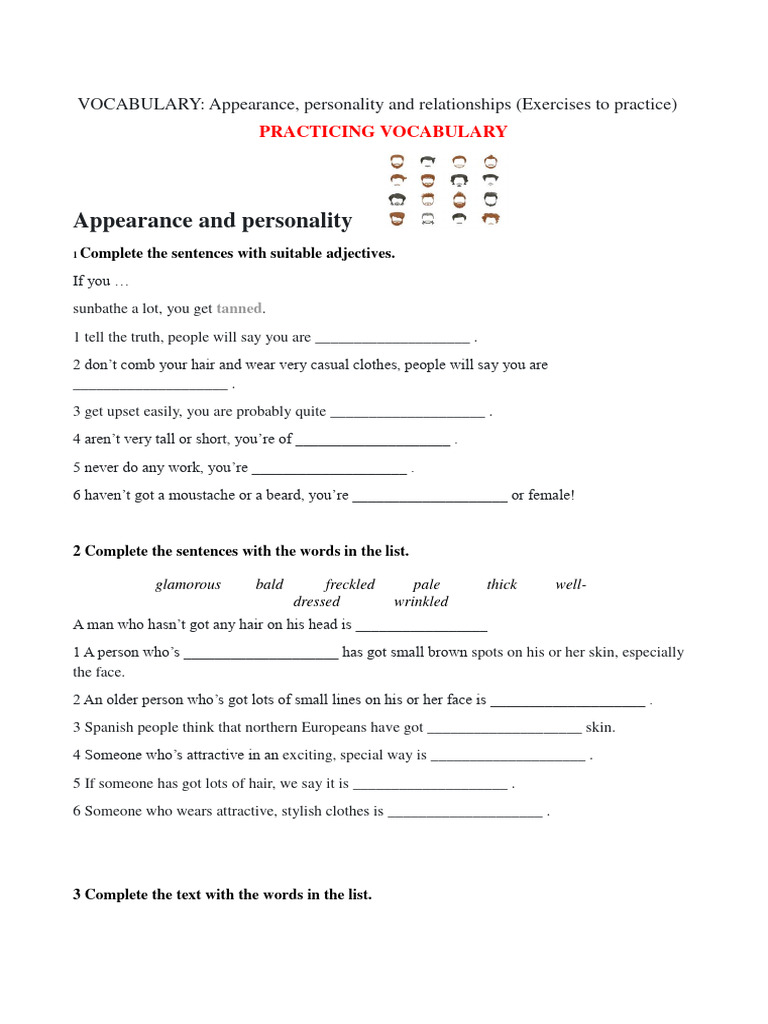 Vocabulary-appearence_-personality-and-relationships-exercises | PDF