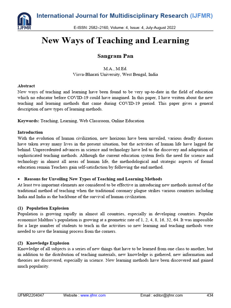 New Ways of Teaching and Learning: International Journal For ...