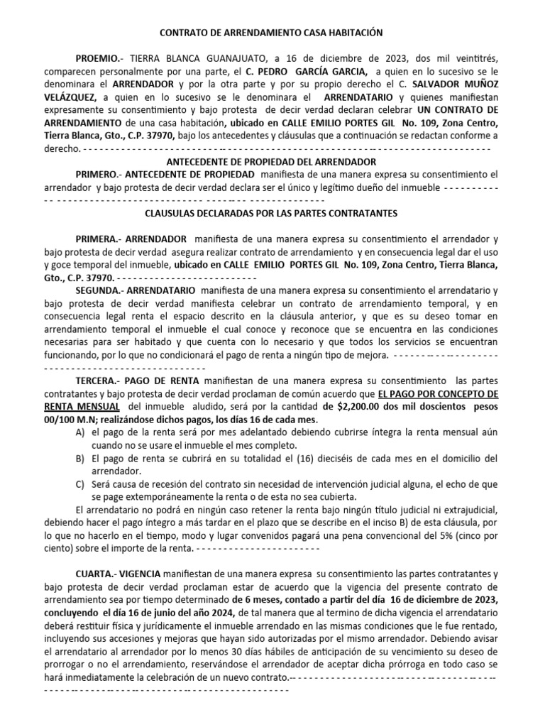 Contrato Renta | PDF | Derecho