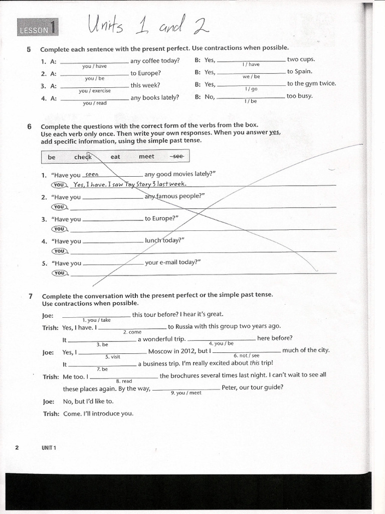 HW 1 Top Notch 2 Units 1 and 2 | PDF