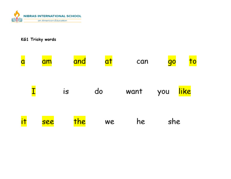 KG1 Tricky Words | PDF