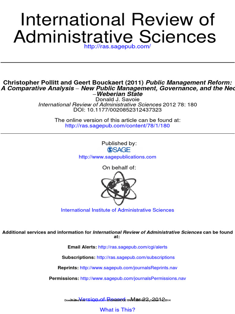 Administrative Sciences International Review Of: Christopher Pollitt ...