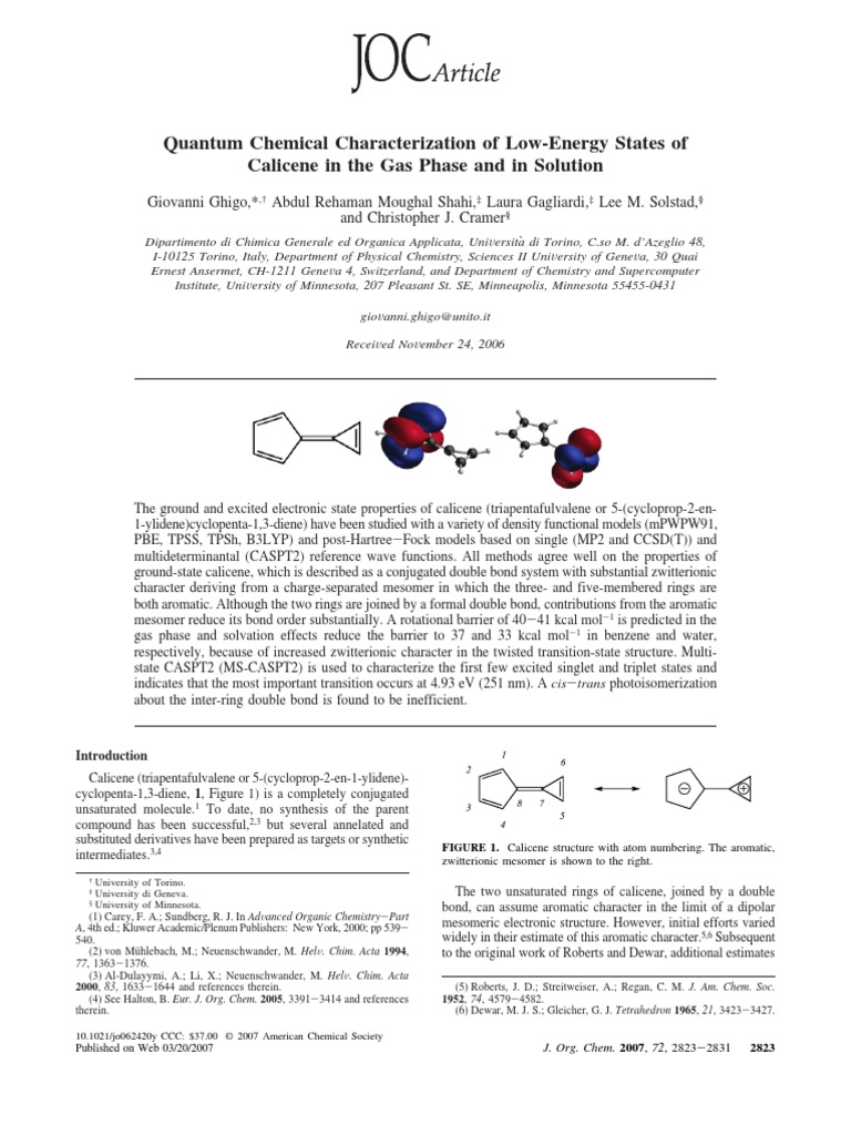 Calicene | PDF | Molecular Orbital | Density Functional Theory