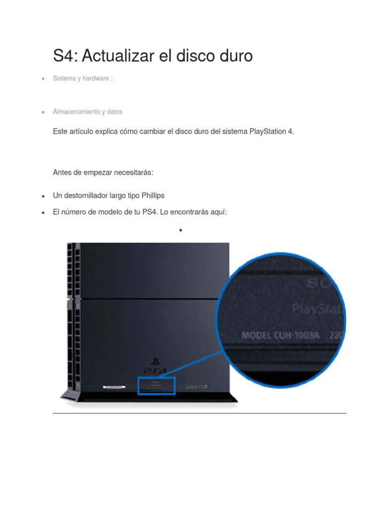 PS4 Manual | PDF | Disco duro | Tornillo