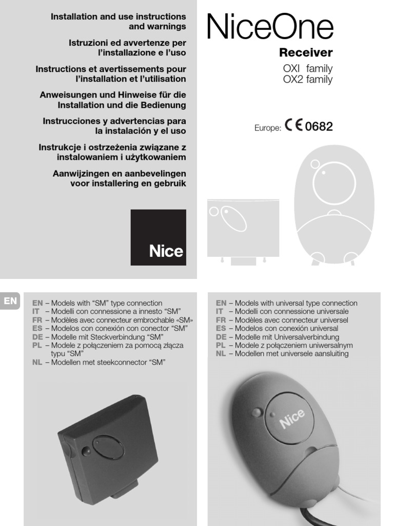 Nice OXI/OX2 Receiver Manual | PDF | Relay | Power Supply