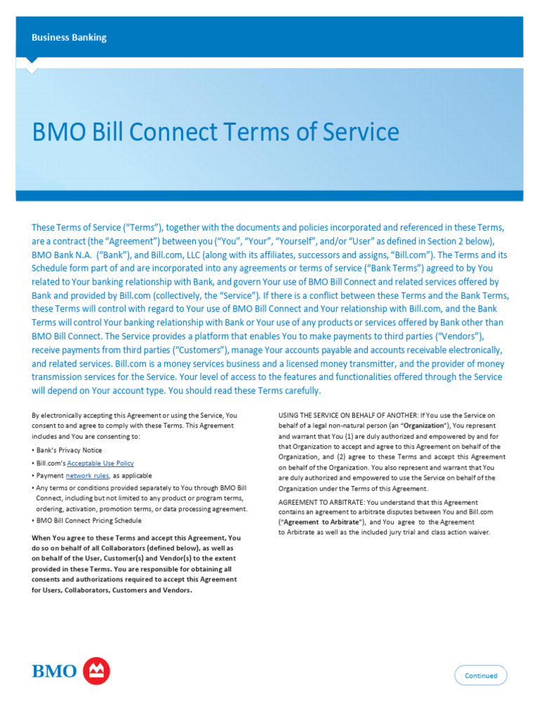 Bmo Bill Connect Terms and Conditions | PDF | Payments | Debit Card