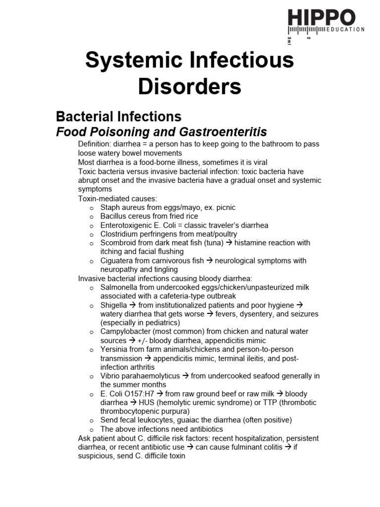Hippo EM Board Review - Infectious Disorders (New 2017) Written Summary ...