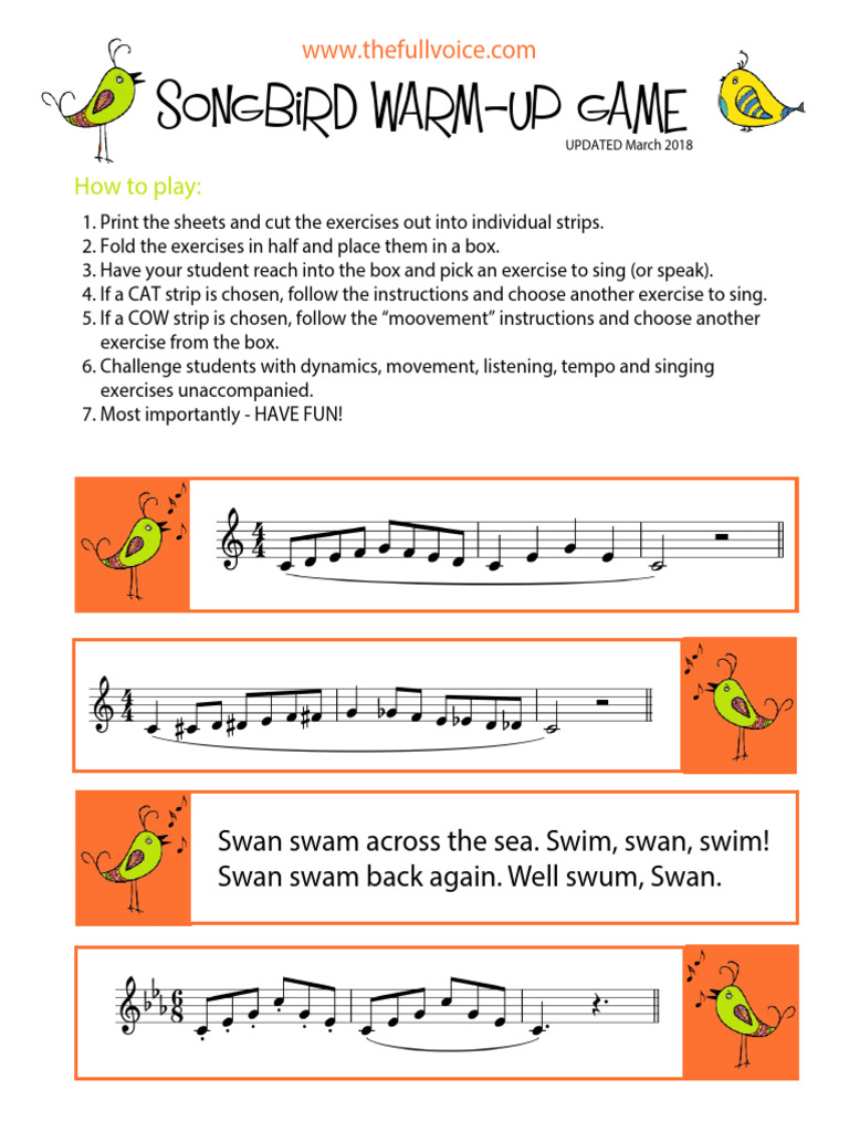 Songbird Warm-Up Game Instructions | PDF | Musicology | Music Theory