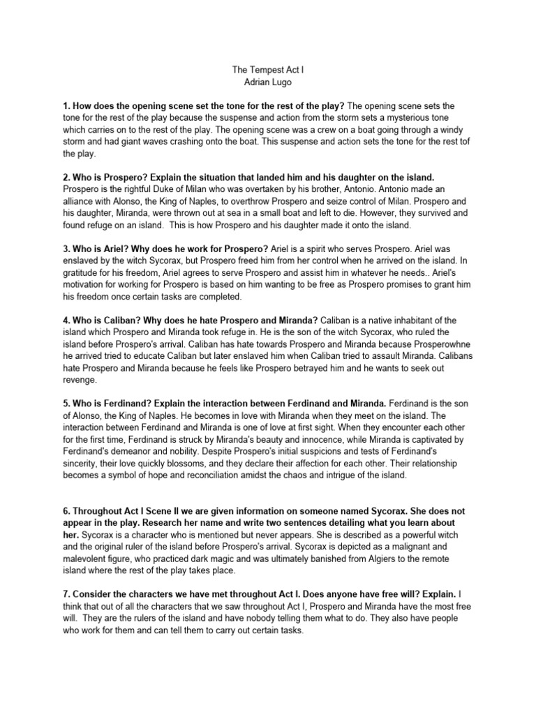 The Tempest Act I | PDF | The Tempest | Shakespearean Comedies