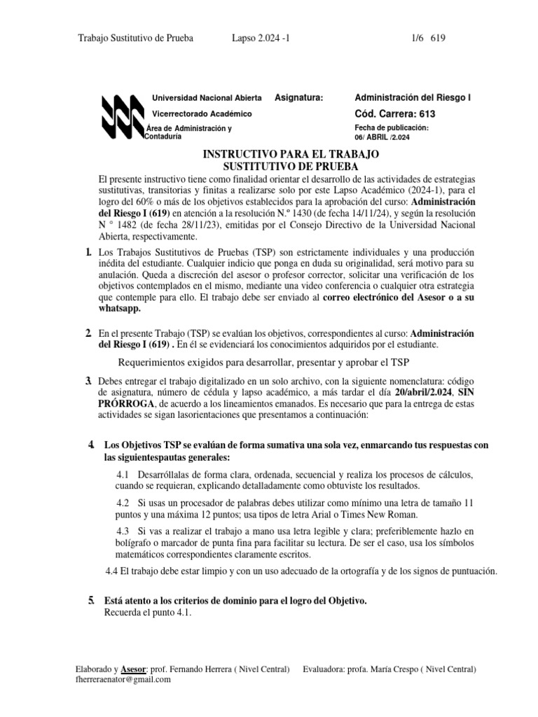 619 TSP 2024-1 | PDF | Póliza de seguros