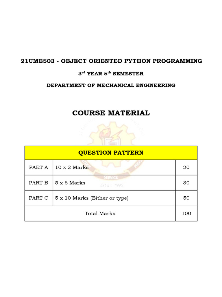 Object Oriented Python Programming Syllabus | PDF | Python (Programming Language) | Class ...
