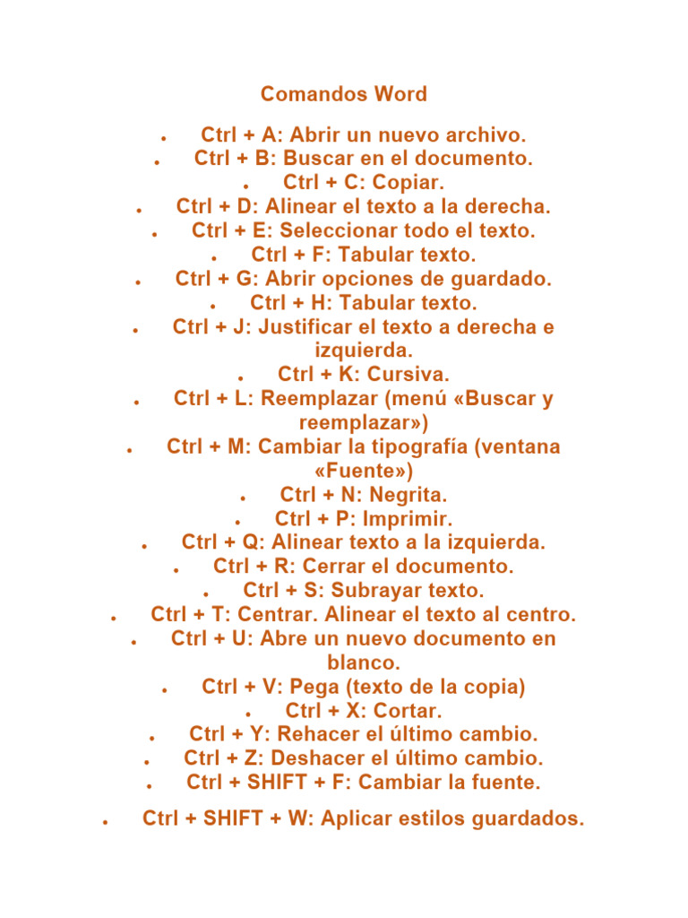 Comandos Word | PDF | Software | Informática