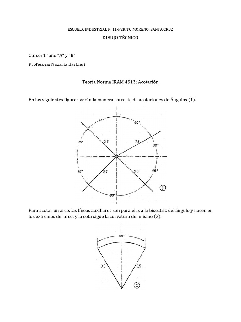 Acotaciones según norma IRAM 4513 | PDF | Diámetro | Flecha