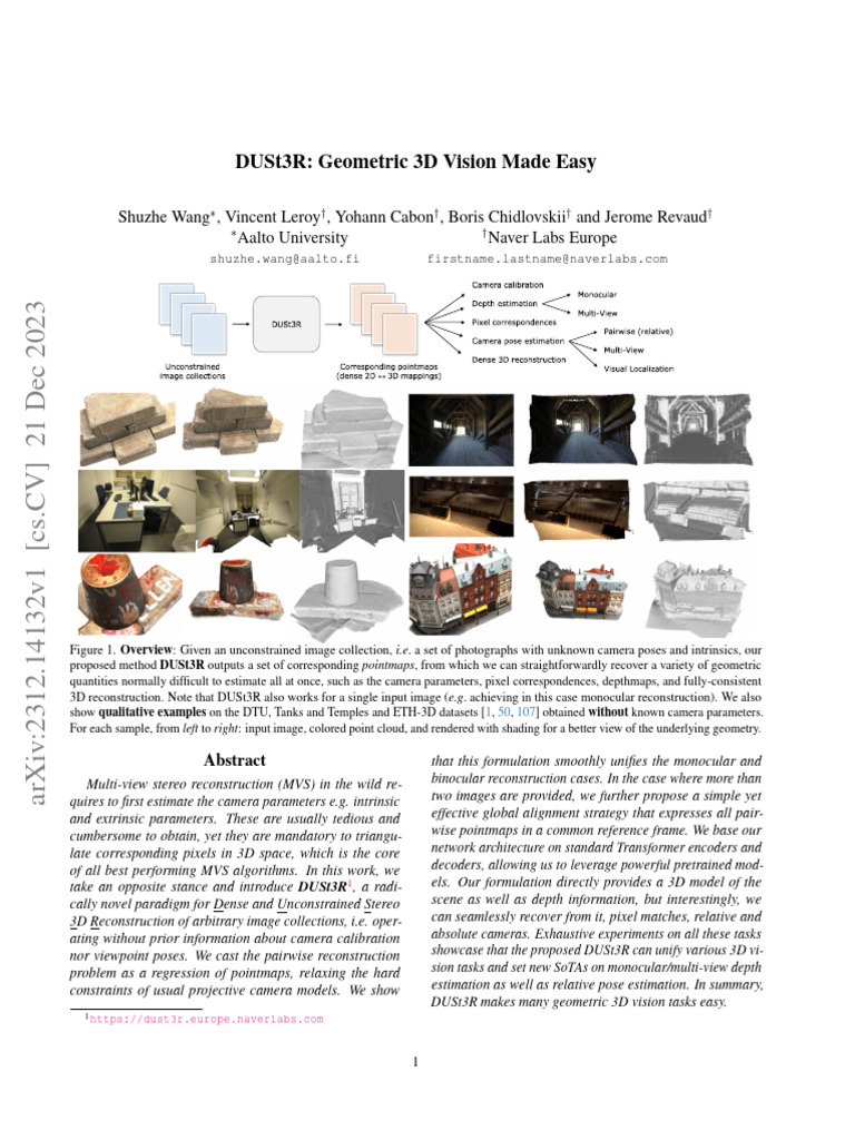 Dust3R: Geometric 3D Vision Made Easy | PDF | Computer Vision | Imaging