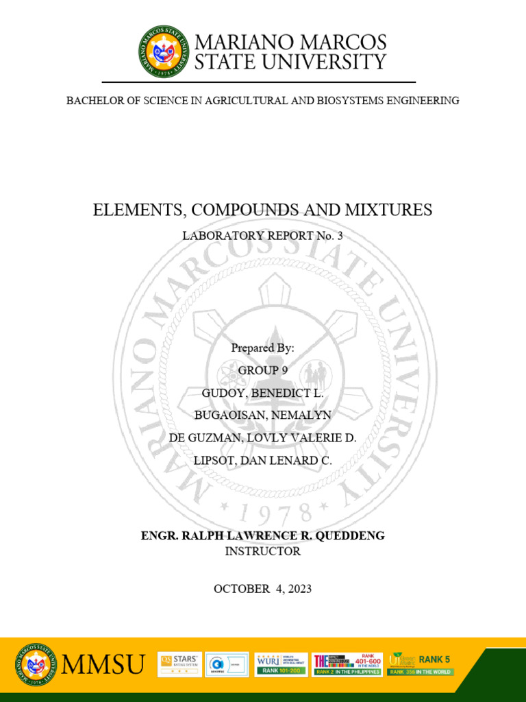 EXPERIMENT NO. 3 (Elements, Compunds and Mixture) | PDF | Chemical ...
