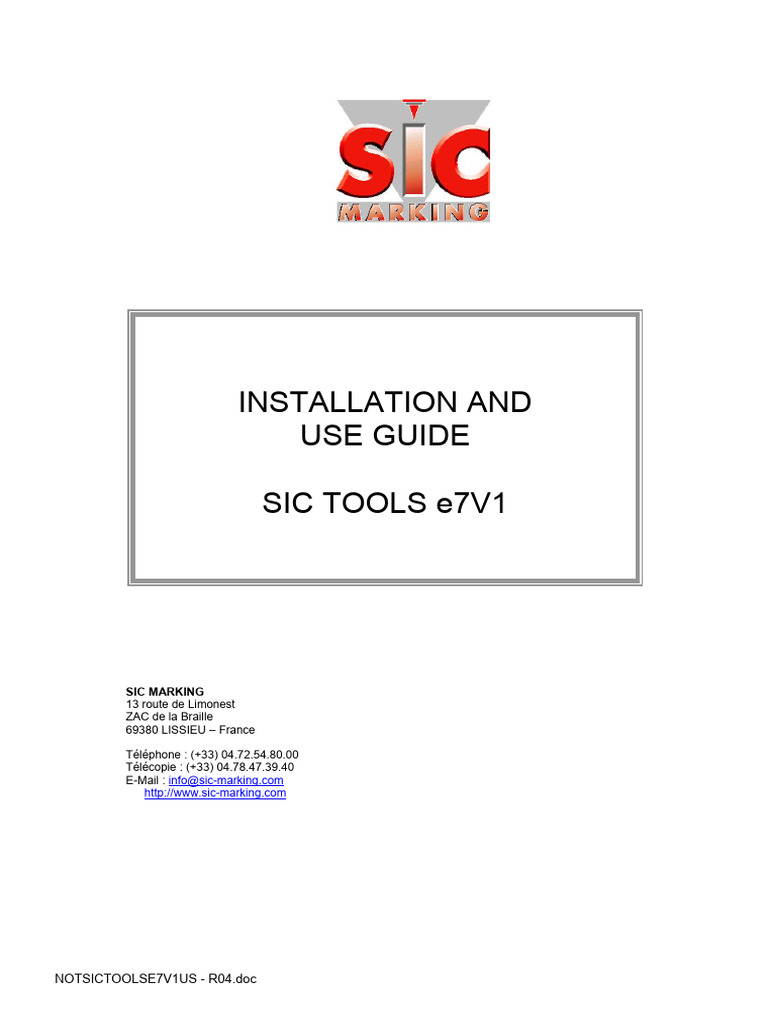 INSTALLATION AND USE GUIDE SIC TOOLS E7v1 - SIC-Venim S.R.O. | Download Free PDF | Computer File ...