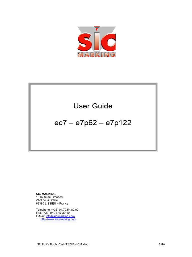 SIC Marking E-Series User Manual | PDF | Computer Keyboard | Cursor ...