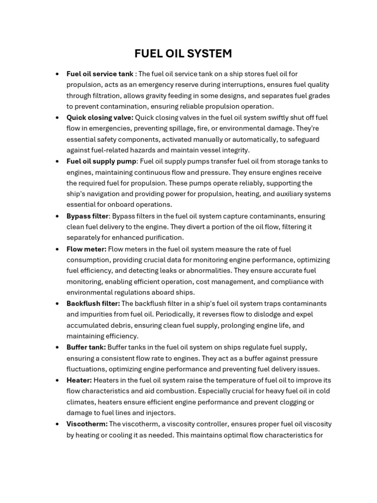 FUEL OIL SYSTEM | PDF | Engines | Fuel Oil