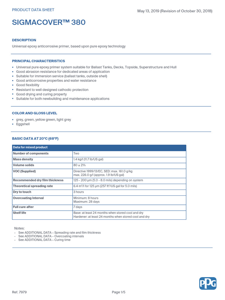 Sigmacover 380 Data Sheet | PDF | Legal Liability | Paint