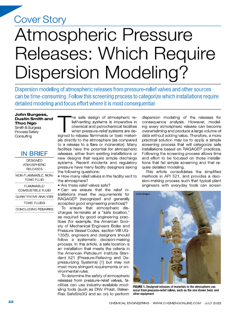 Atmospheric Pressure Releases Which Require Dispersion Calculation | PDF