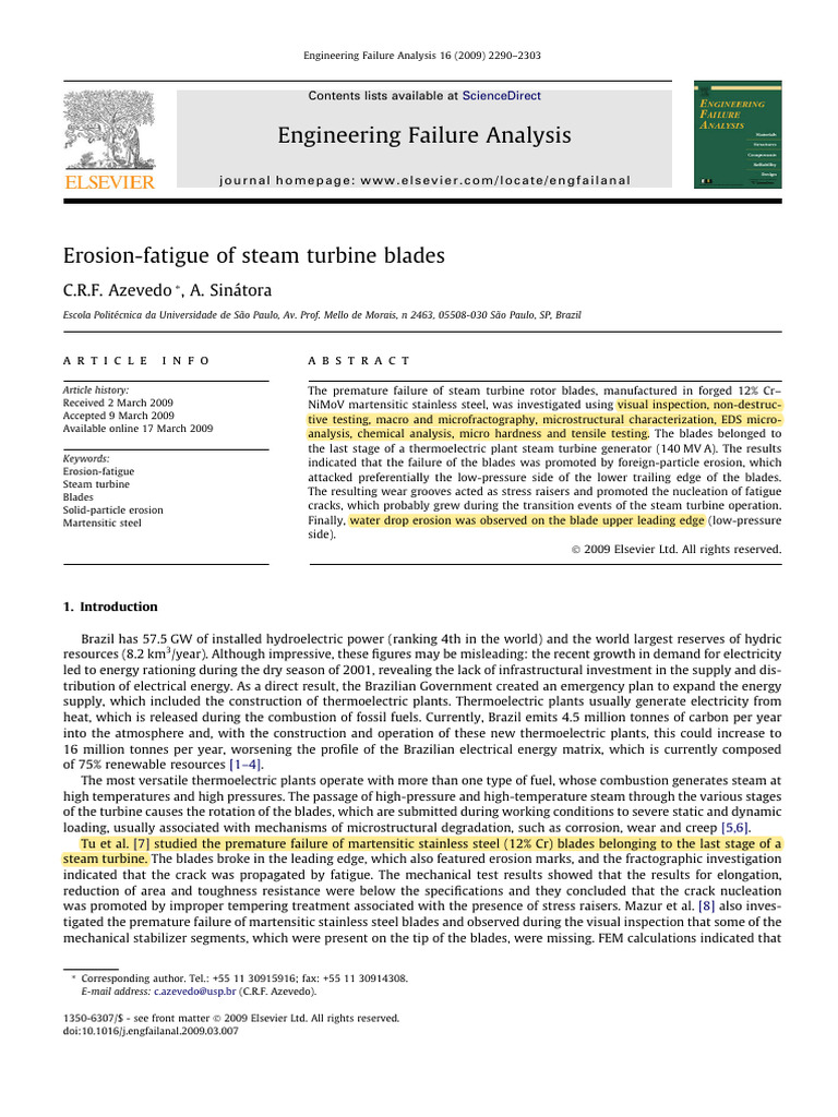 Steam Turbine Blade Erosion Analysis | PDF | Stainless Steel | Materials