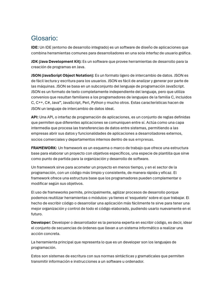 Glosario Scrum | PDF | Json | Lenguaje de programación