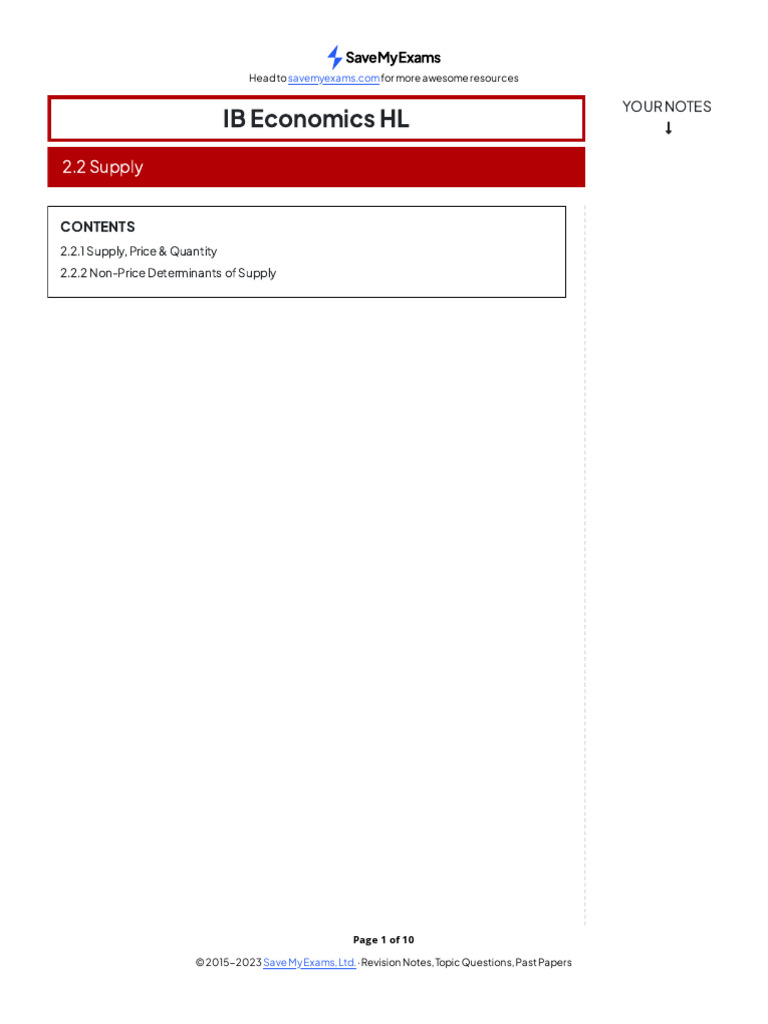 IB Economics HL: Understanding Supply | PDF | Supply (Economics ...