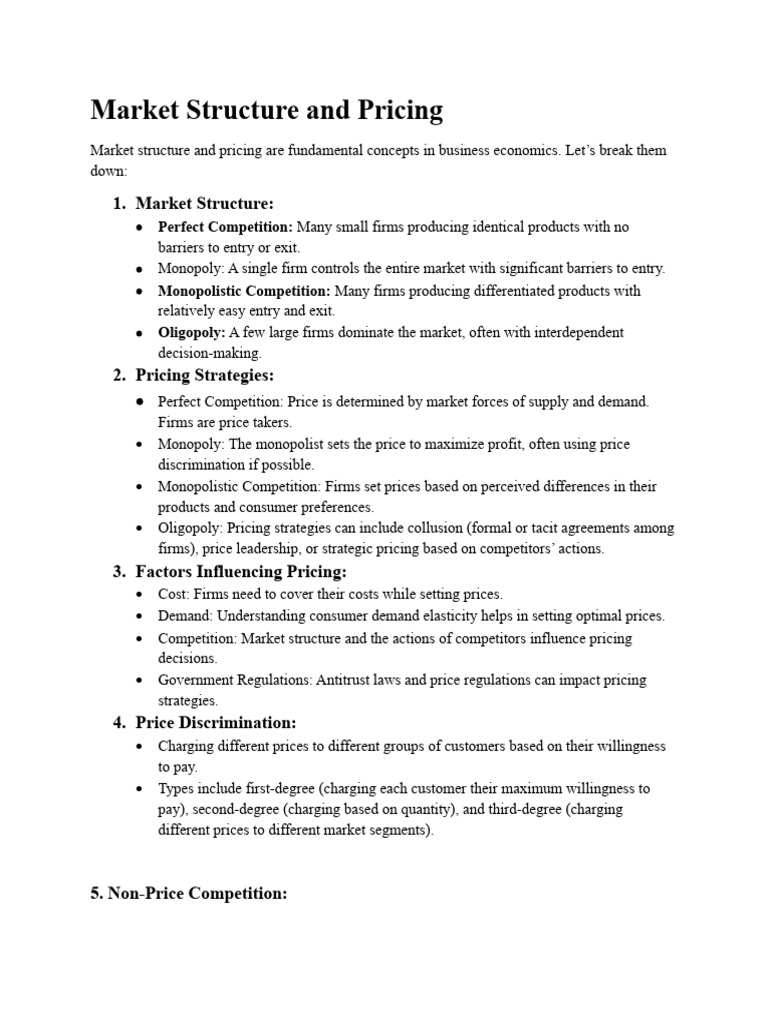 BE II - U1 Market Structure and Pricing | PDF | Monopoly | Perfect ...
