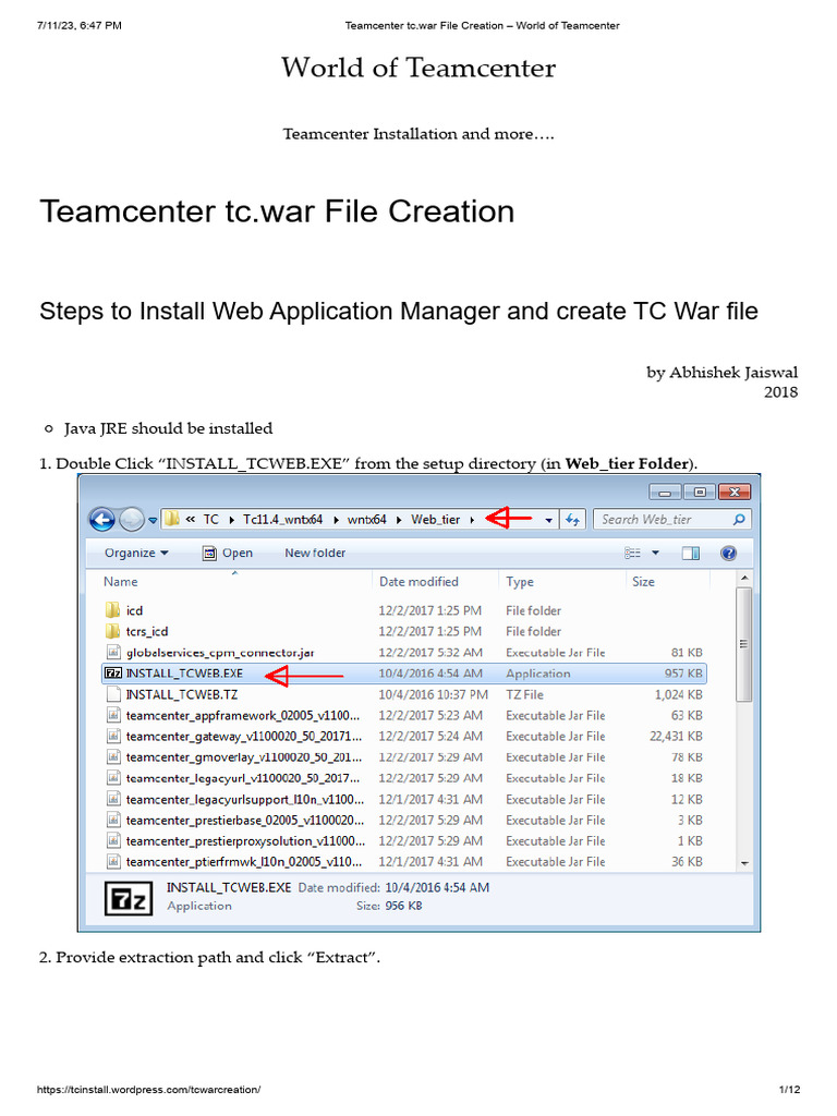 Teamcenter TC - War File Creation | PDF | Computer Architecture ...