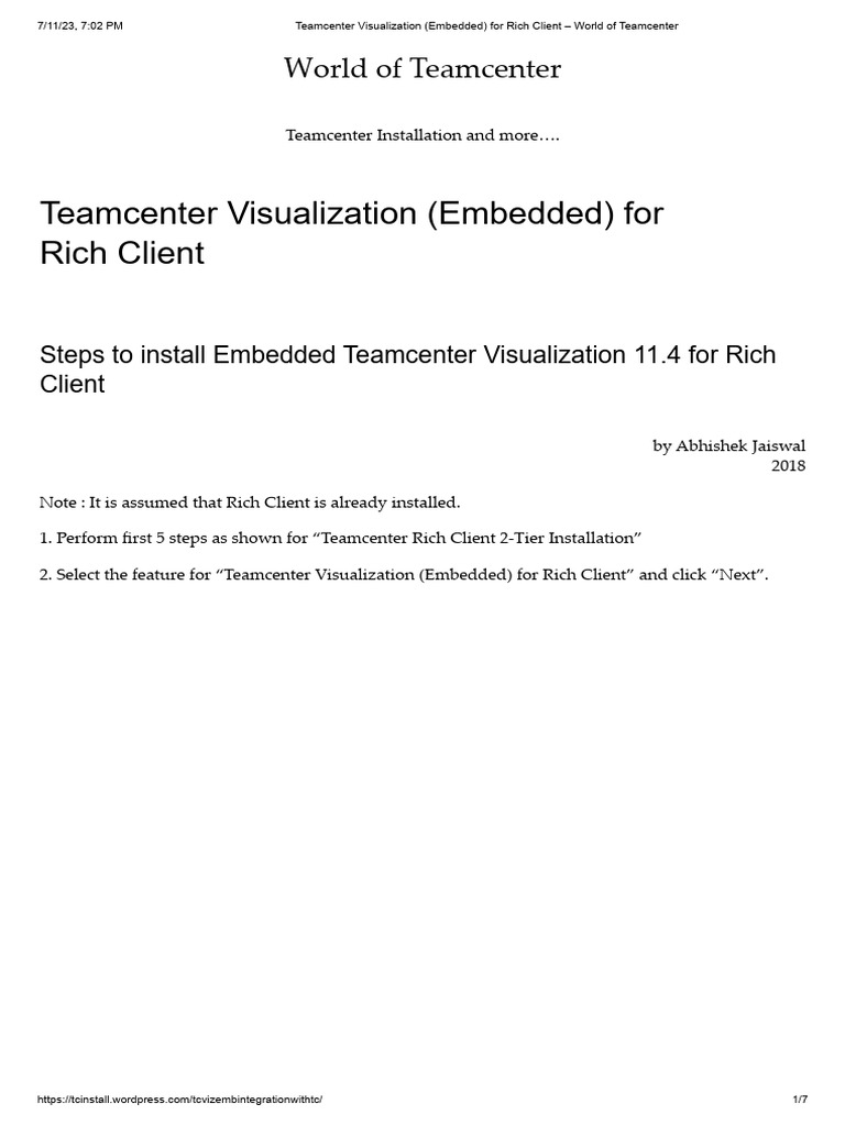 Installing Teamcenter Visualization for Rich Client | PDF | Software ...
