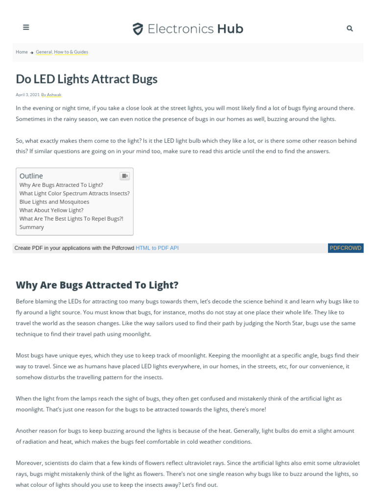 WWW Electronicshub Org Led Lights Attract Bugs | PDF | Light | Color
