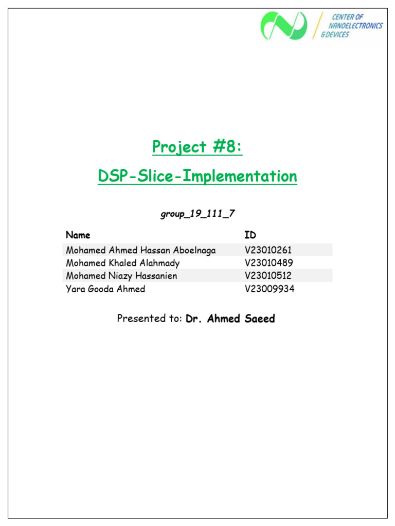 DSP Project | PDF | Digital Signal Processor | Computer Engineering
