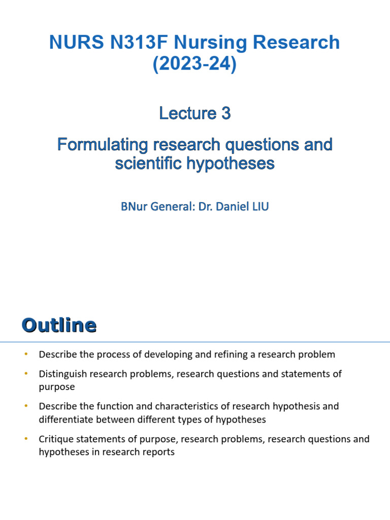 Week 3 Formulating Research Questions And Scientific Hypotheses Pdf