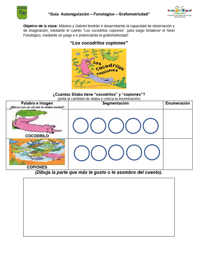 Guia N°5 Autorregulación, Fonológico y Grafomoticidad - Los Cocodrilos ...