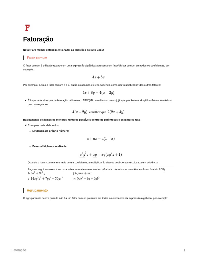 Fatoração (2) | PDF | Matemática