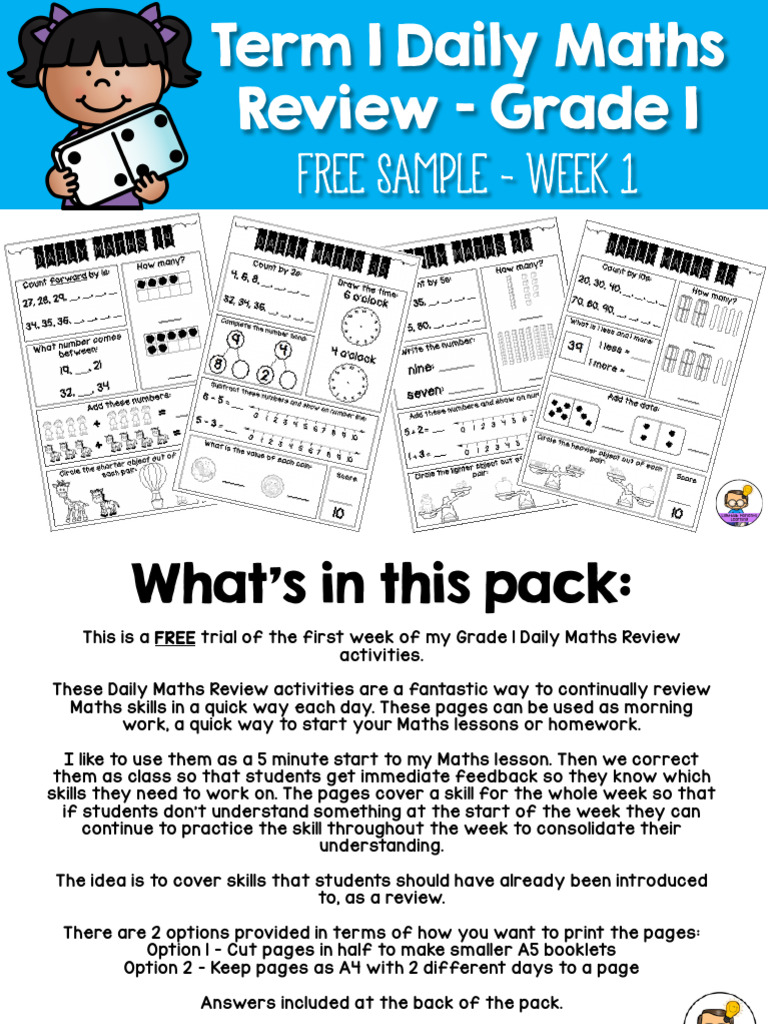 Grade 1 Daily Maths Review Free Sample Australian Version | PDF | Shape ...